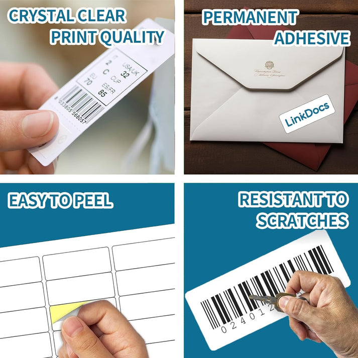 LinkDocs 30 Up Shipping Address Labels for Laser and Inkjet Printers