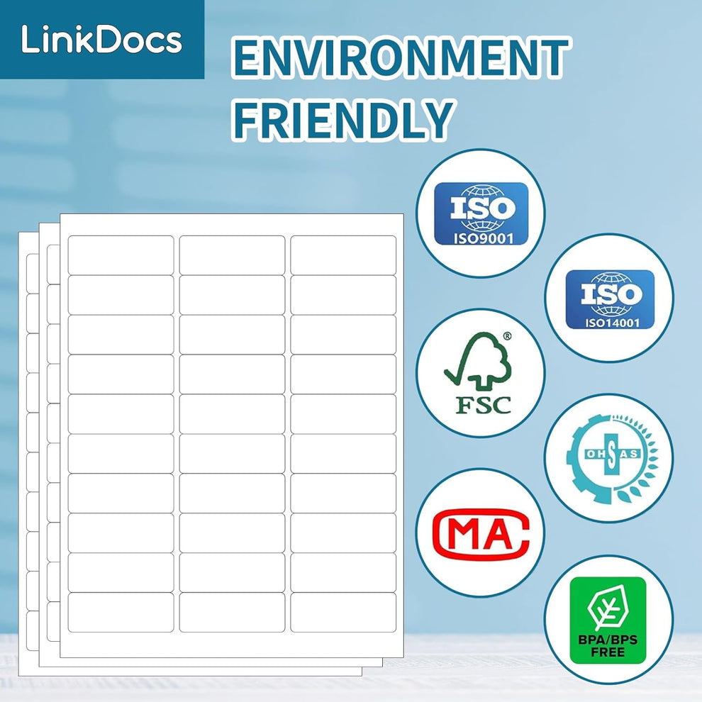 LinkDocs 30 Up Shipping Address Labels for Laser and Inkjet Printers